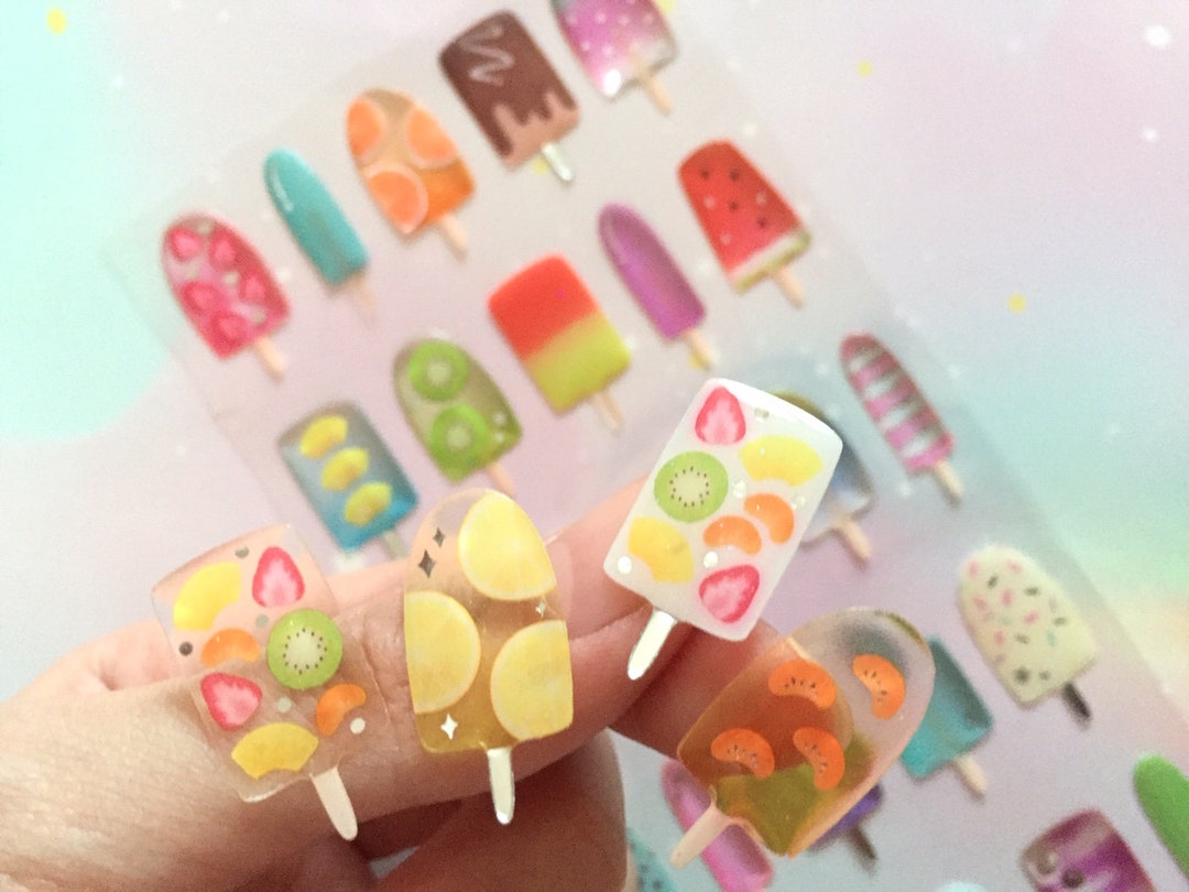 Mini Fresh Fruit Pop Slice Sticker Homemade Popsicles Rainbow Iced ...