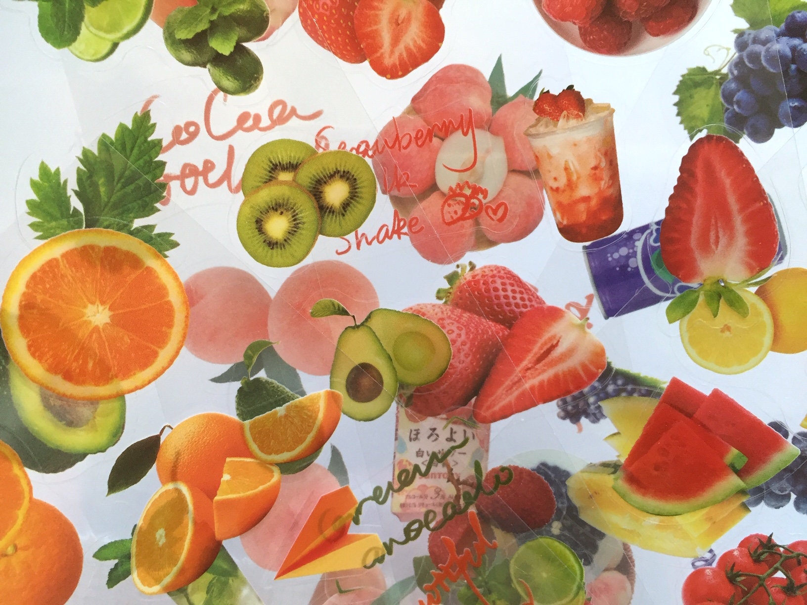 Rainbow fruit sticker superfood tropical real fruit healing | Etsy