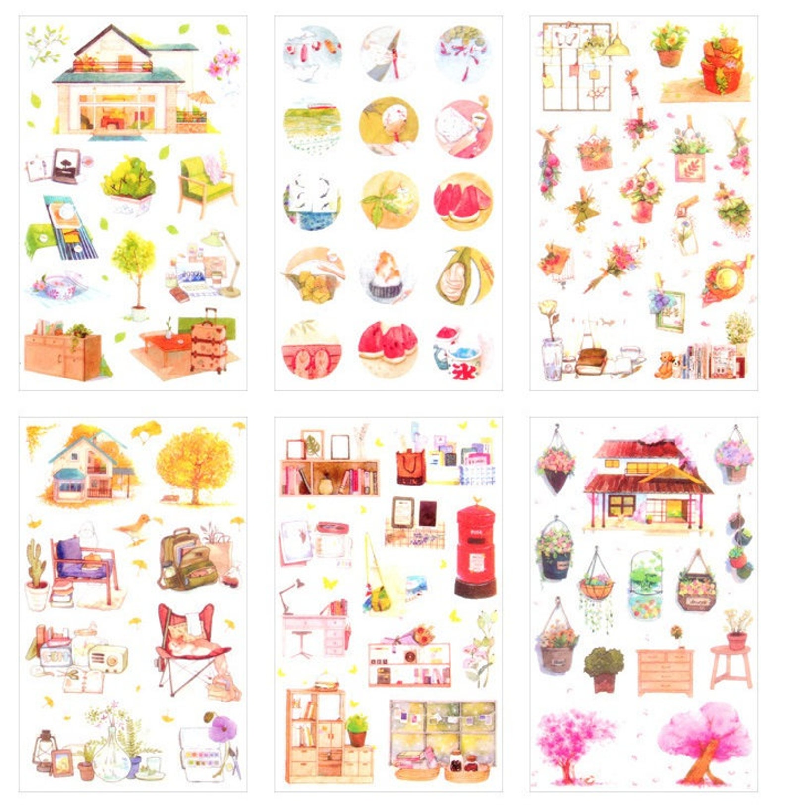 6 Sheet Dream House Sticker Country Style Furniture Study Room - Etsy