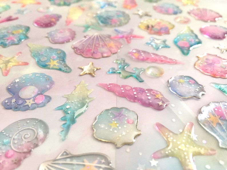 Pretty Seashell Sticker Pearl Shell Ocean Shells Oyster Shell Starfish ...