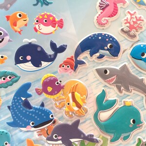 Cute Fish Sea World Sticker Colorful Underwater Rare Fish Jellyfish ...