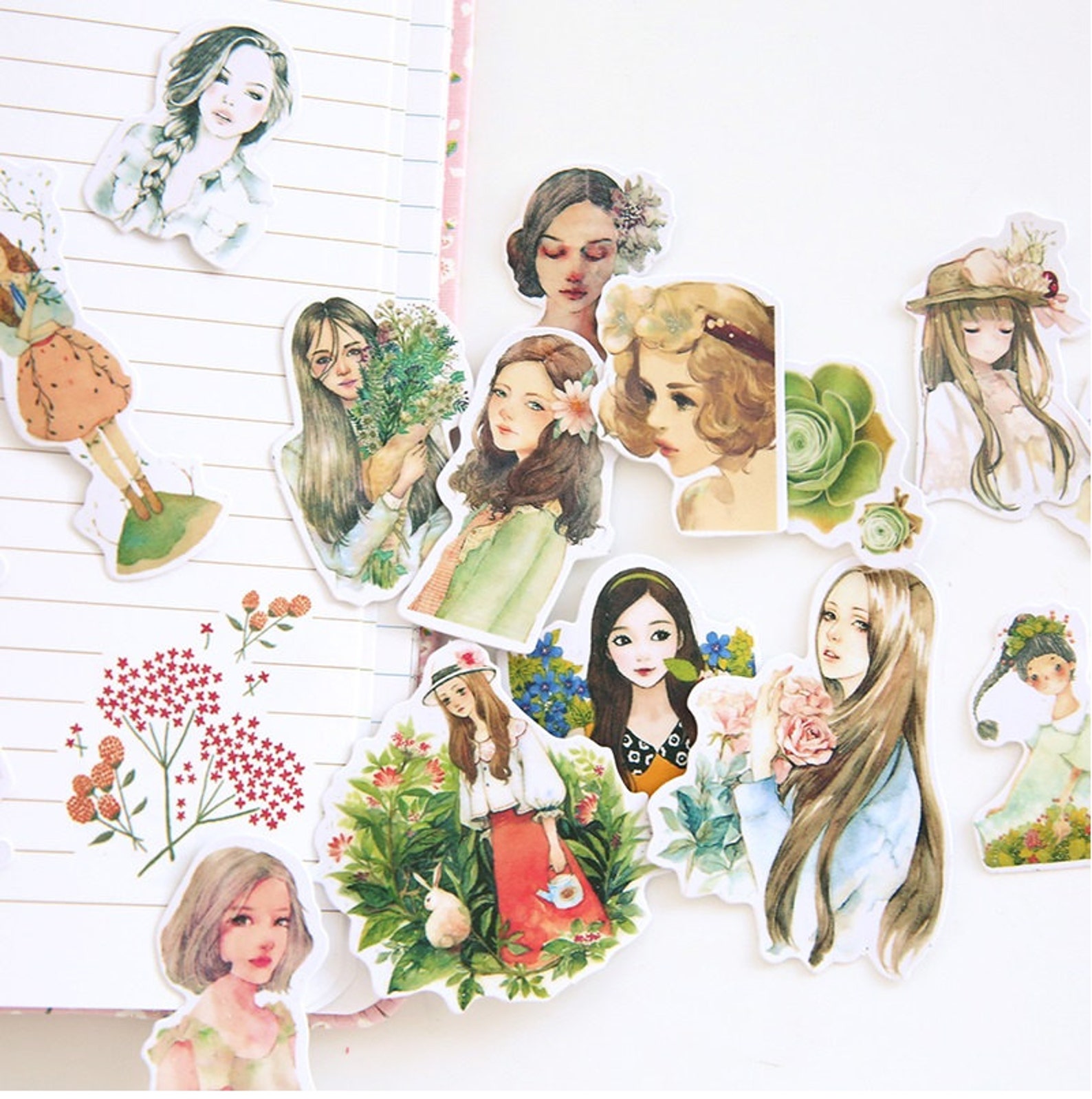 30 Cute Girl Sticker Teen Girl Sweet Girl Lovely Girl Pretty | Etsy