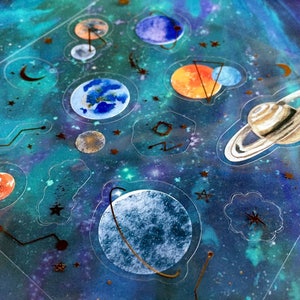 Solar System Planets Outer Space Theme Sticker Moon Earth Jupiter Mars ...