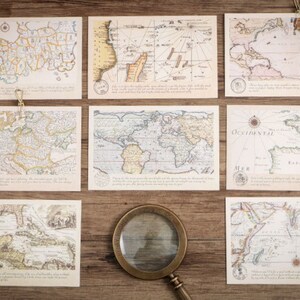 30 Ancient Map Postcard Paper Card Embellishment World Map Vintage Map ...