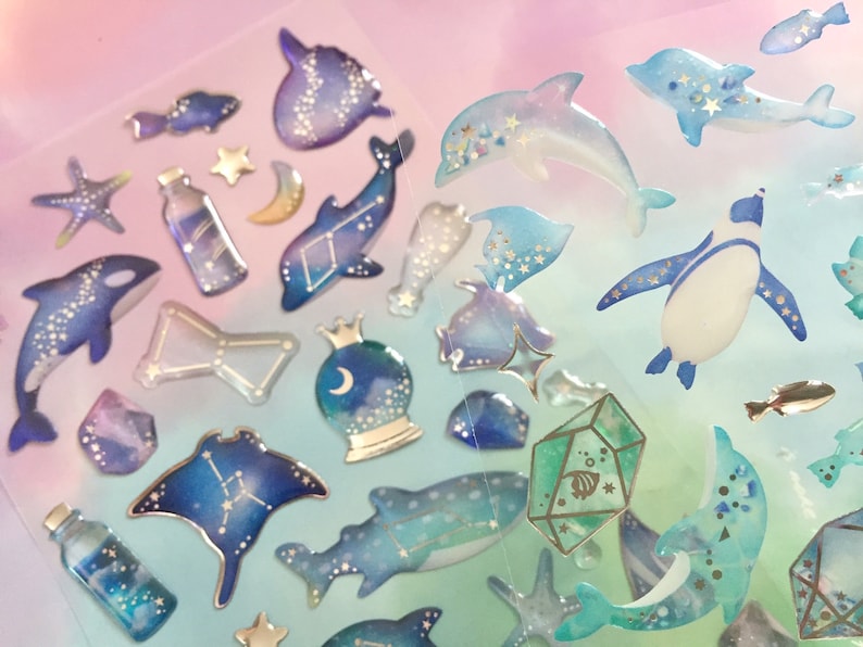 Fancy Sea Animal World Sticker Underwater Theme Dolphin - Etsy