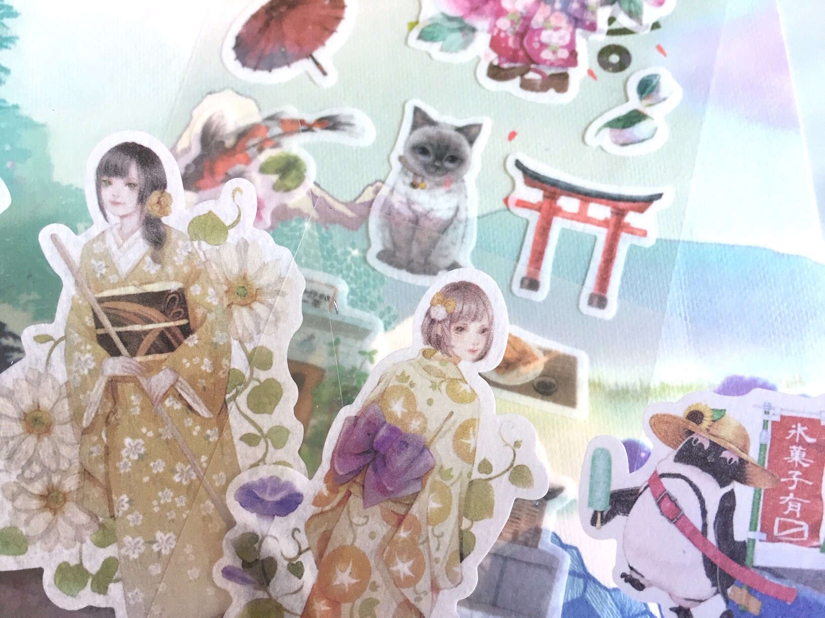 6 sheets Kimono girl sticker Japan themed ancient japan geisha | Etsy