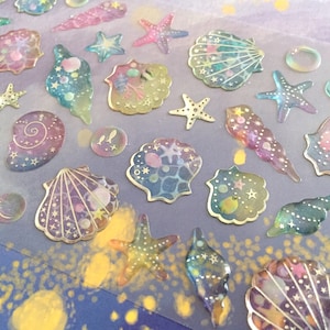 Pretty Seashell Sticker Pearl Shell Ocean Shells Oyster Shell Starfish ...