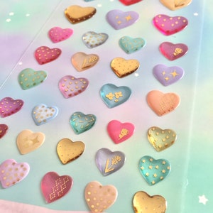 Colorful Sweet Heart Sticker Lovely Heart Cute Heart Epoxy Sticker ...