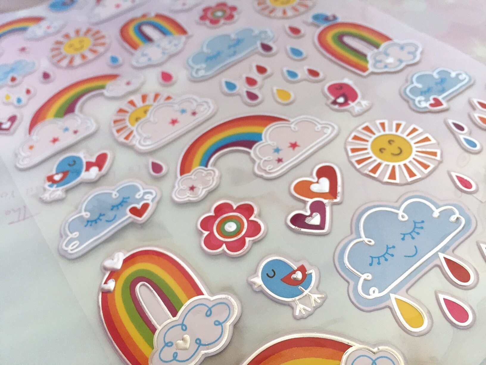 Rainy Day Happy Sun Sticker Cartoon Rainbow Cloud Colorful - Etsy