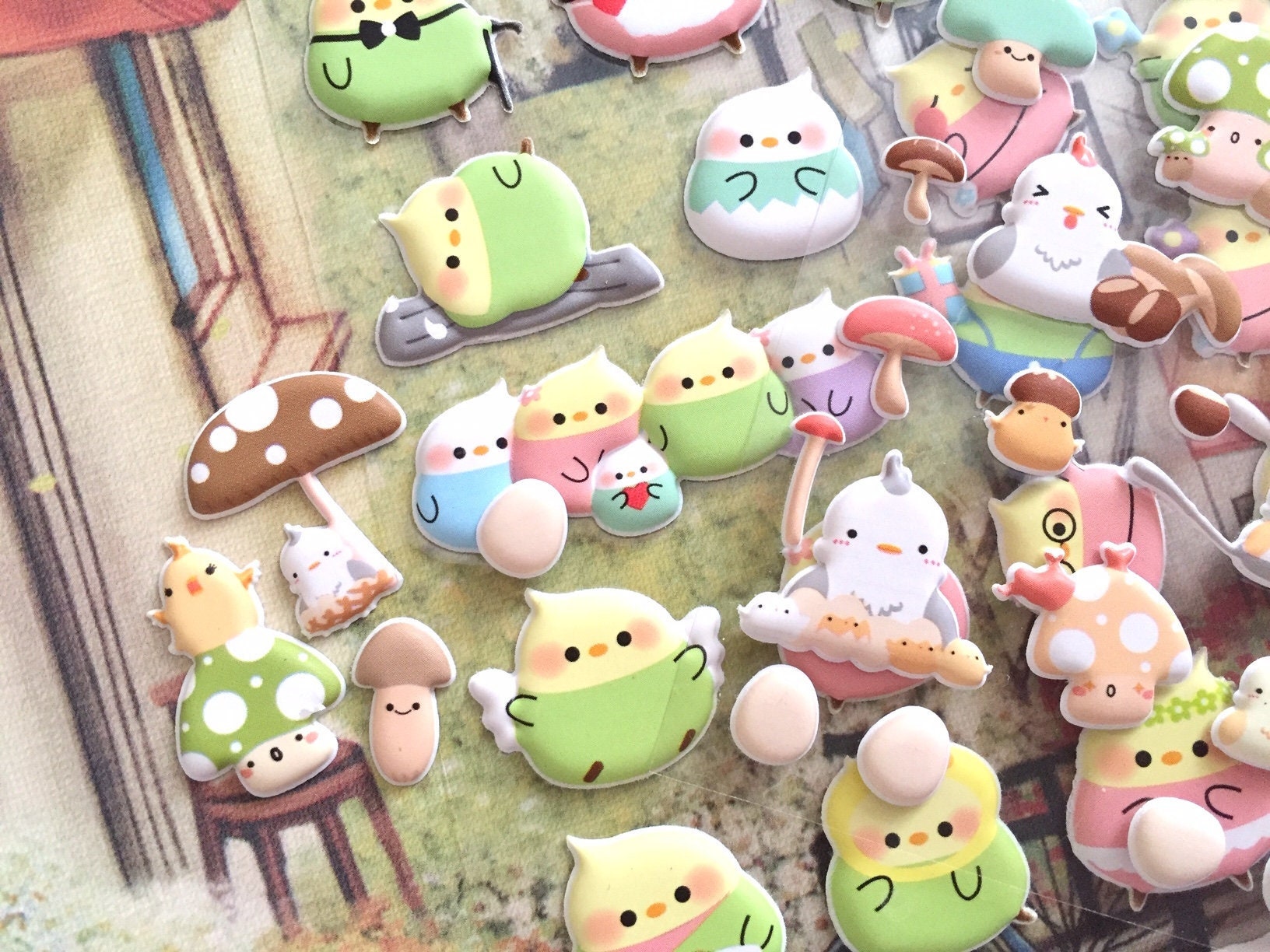 Cartoon Chicken Birds Sticker Mini Mushroom Baby Chick Mini Egg Fat ...