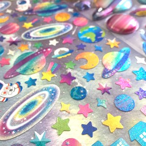 3D Outer Space Sticker Pop up Earth Sun Rocket Astronaut Colorful ...