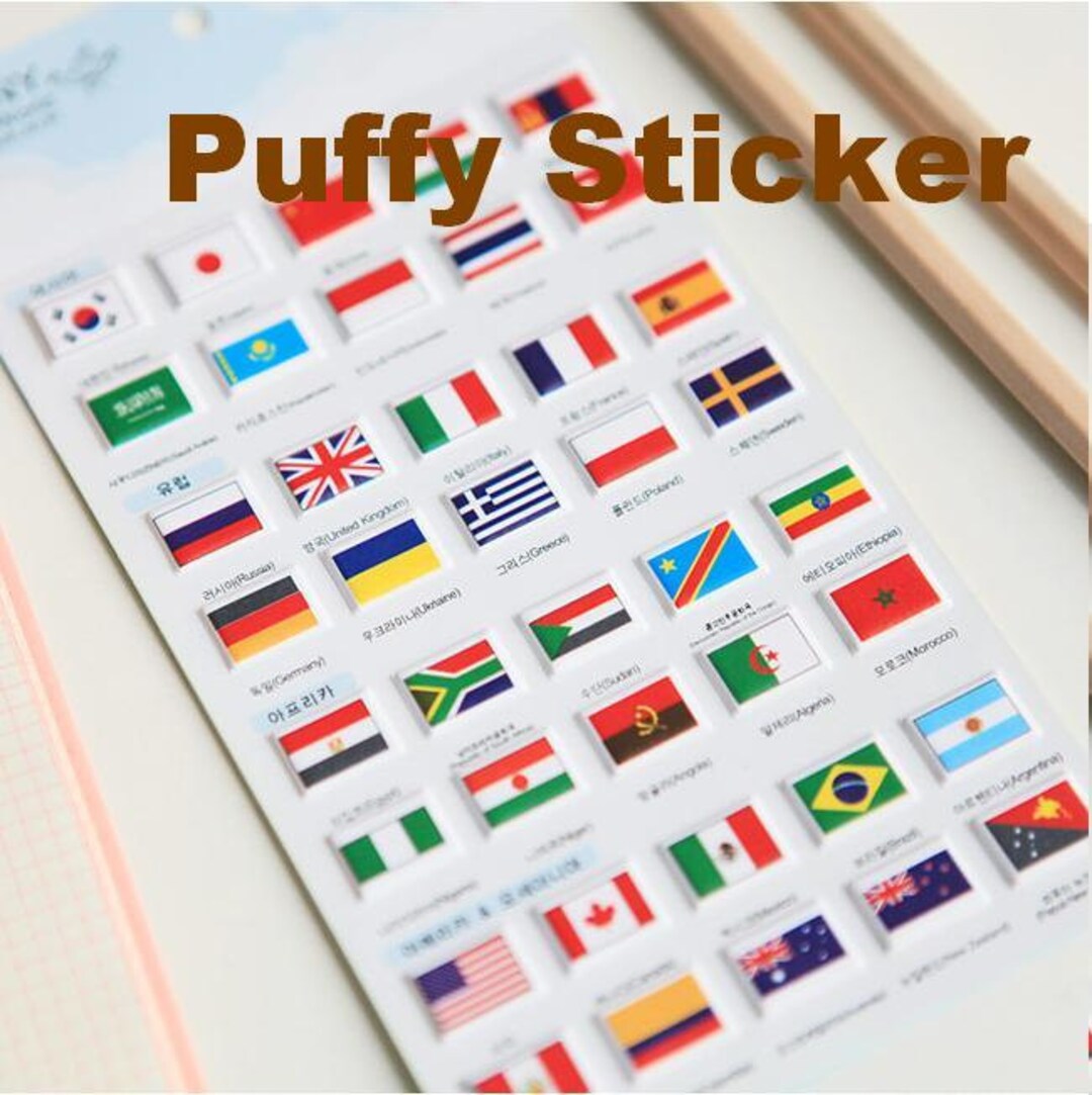 World Flag Sticker United Nations Puffy Stickers US UK Canada - Etsy ...