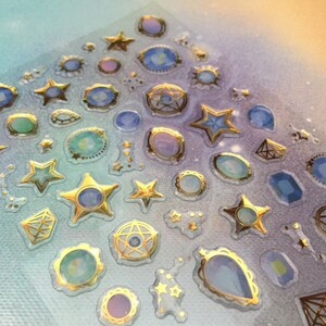 Blue Diamond Epoxy Sticker Star Shaped Raw Diamond Magic Circle ...