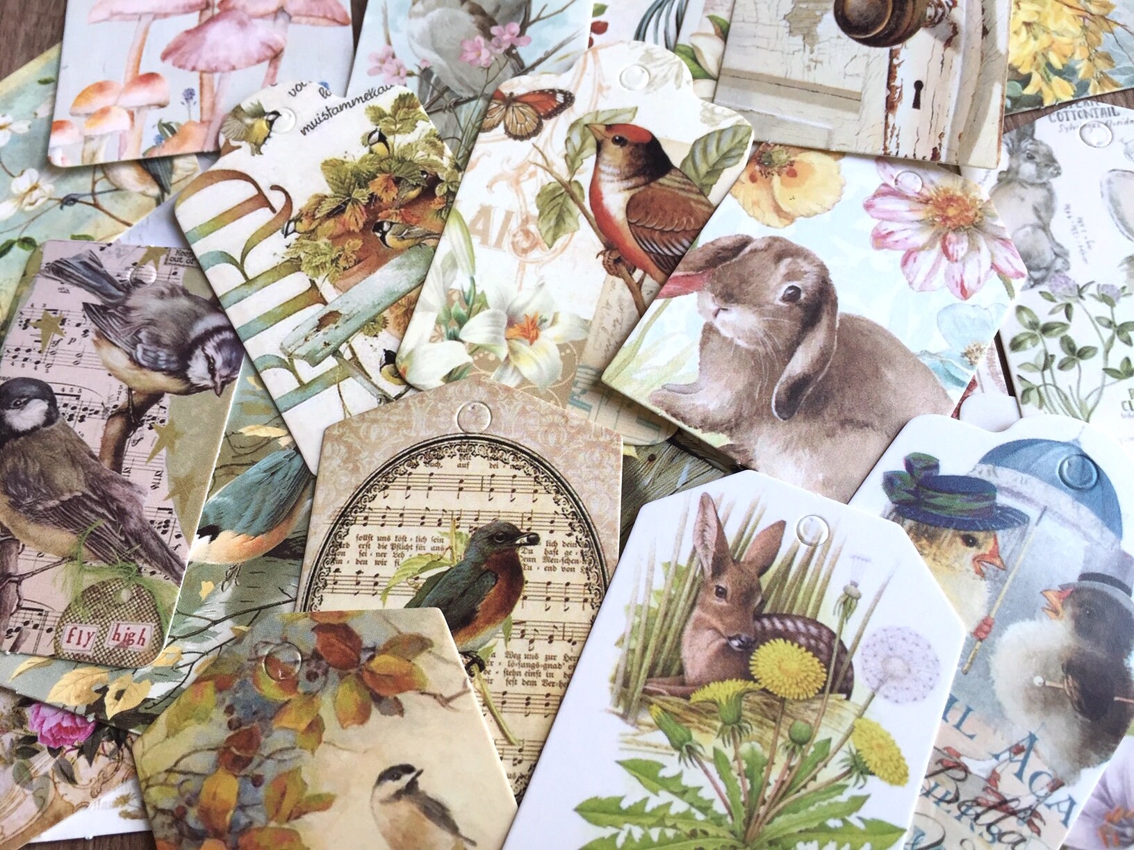 48 vintage animal mini paper card retro animal vintage Art | Etsy