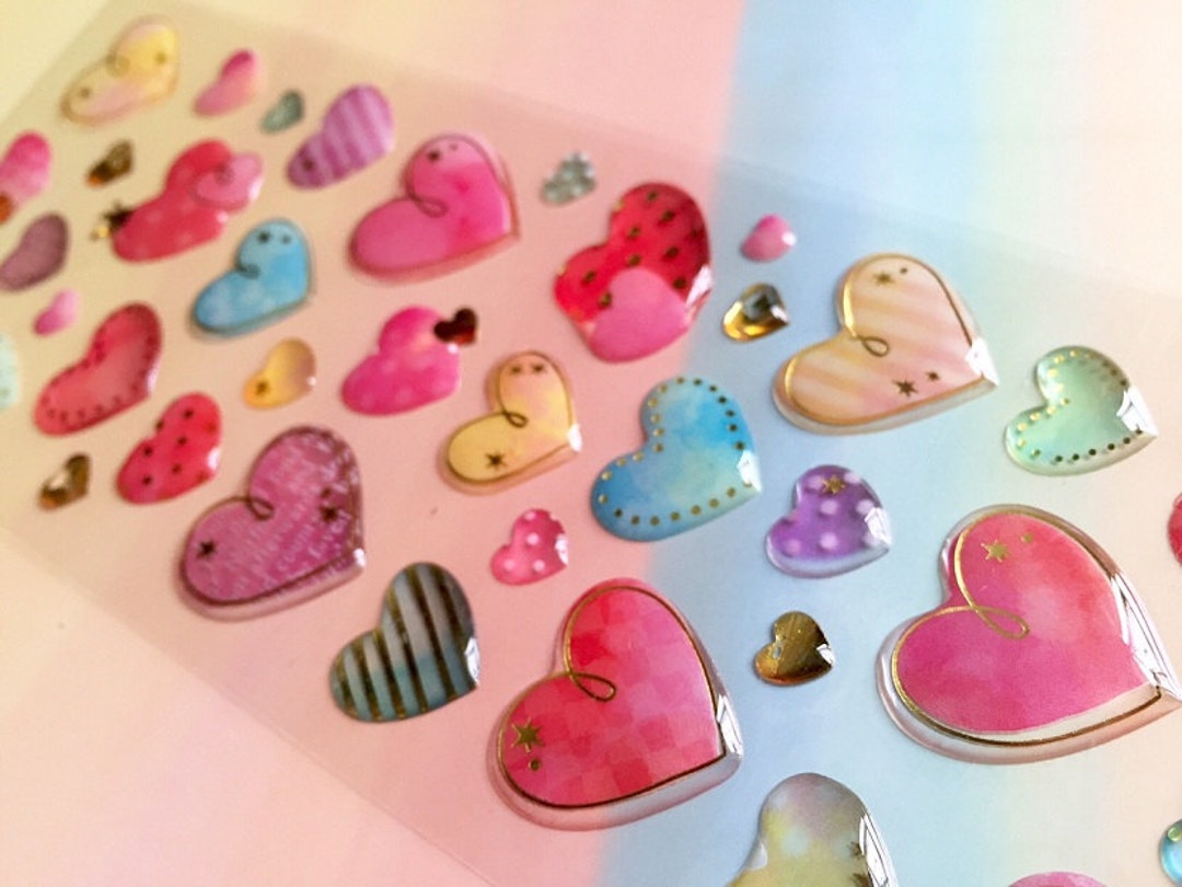Sweet Heart Sticker Lovely Heart Colorful Heart Epoxy Sticker Fancy ...