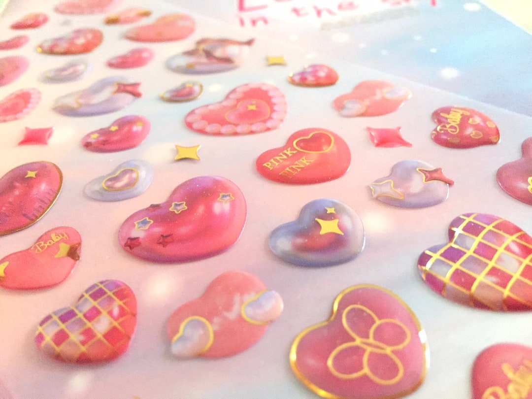 Fancy Purple Heart Red Heart Sticker Red Sweet Heart Epoxy Heart ...