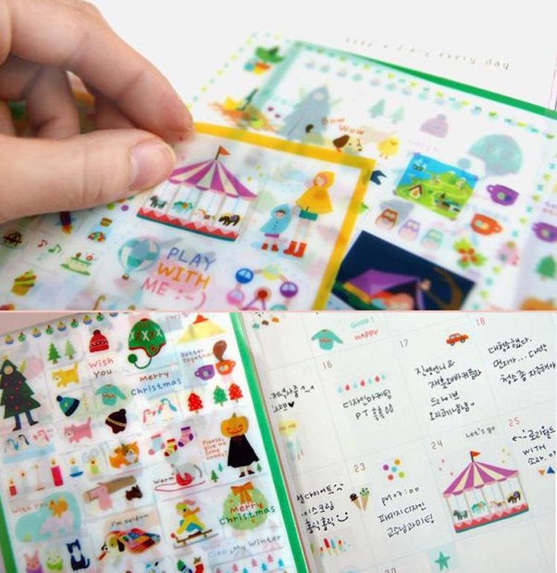 7 Sheets Daily Life Happy Icon Diary Sticker Cartoon Sticker | Etsy