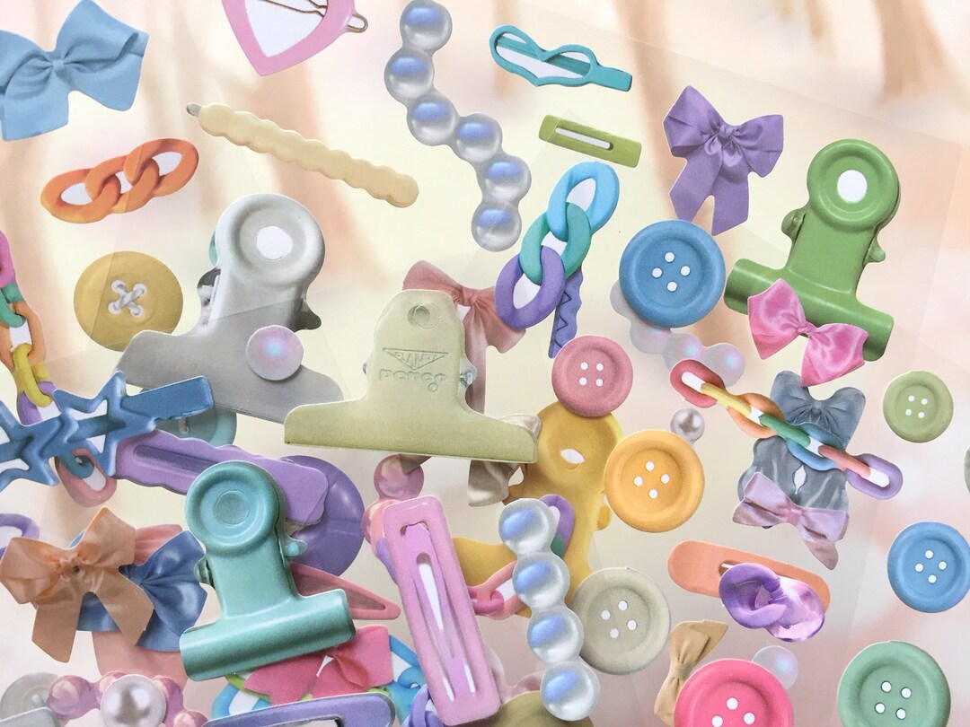 140 Colorful Clips Buttons Stickers 2D Accessories Button Craft Hair ...
