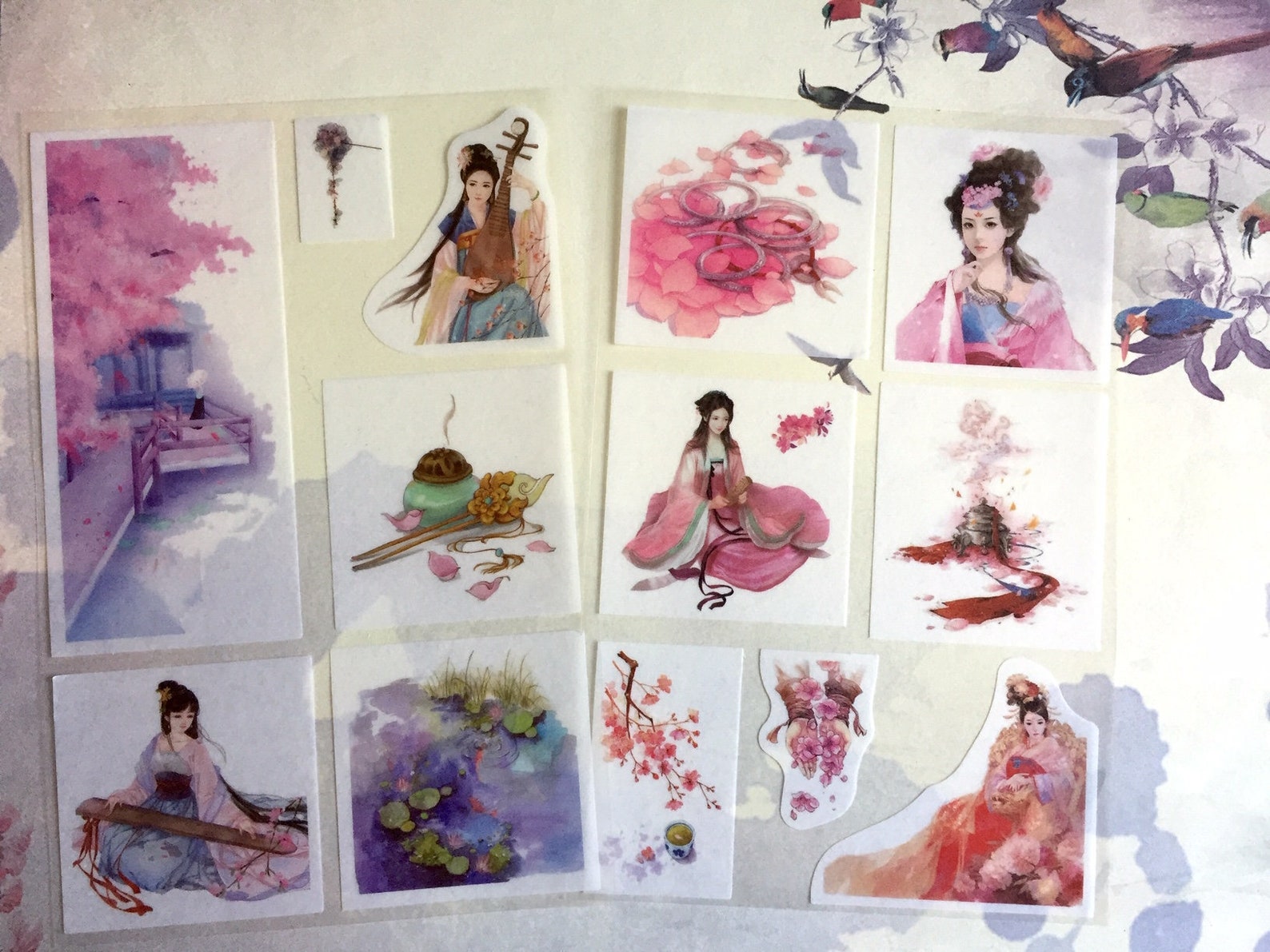 6 Sheets of Ancient Girl Sticker Asian Vintage Beauty Lovely | Etsy