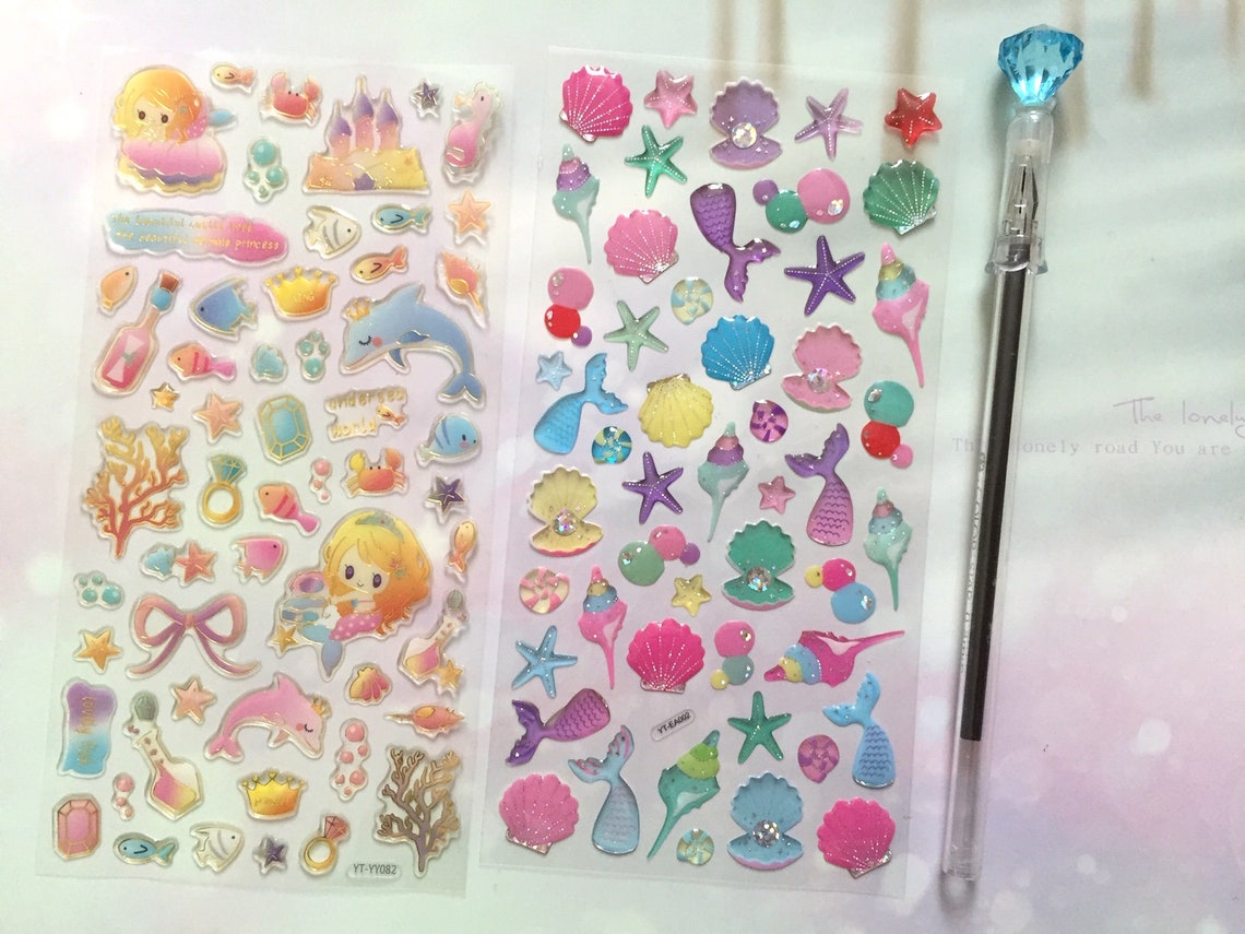 Mermaid Princess Sea Shell Sticker Colorful Sea Treasures - Etsy
