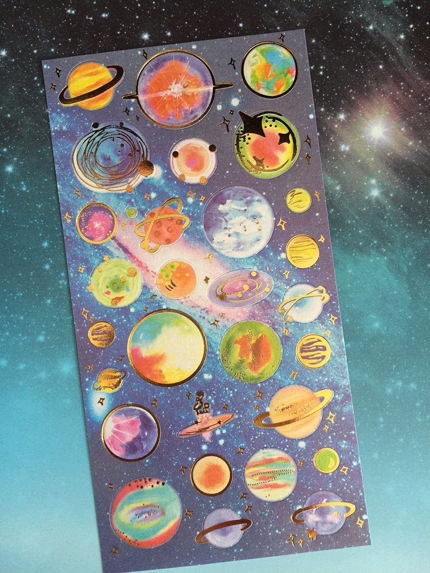Outer space planets sticker solar system moon earth jupiter | Etsy