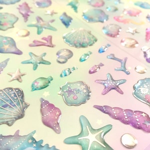 Pretty Seashell Sea Bottle Sticker Fancy Pearl Shell Ocean Oyster Shell ...