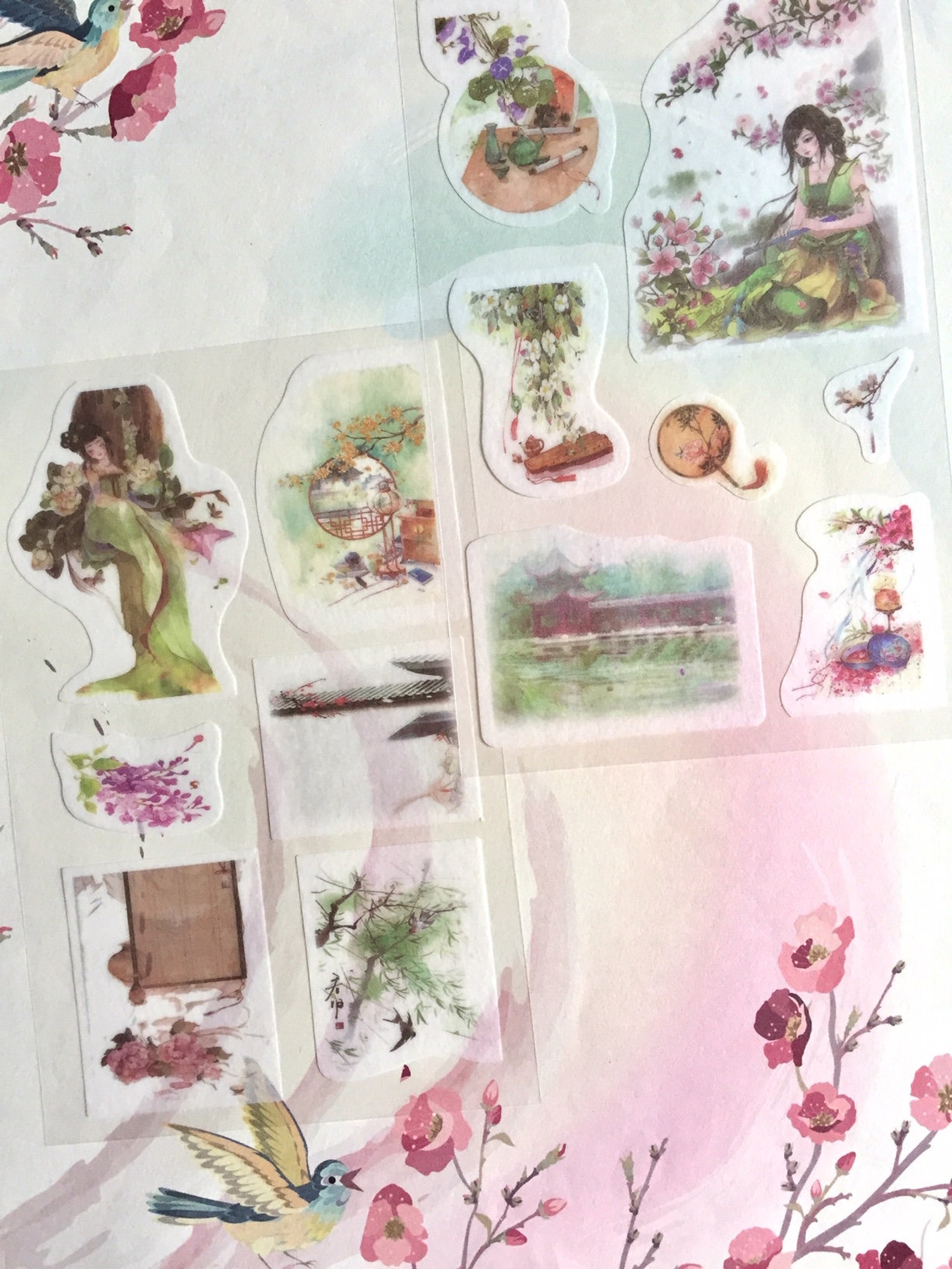 6 Sheets of Ancient Chinese Girl Sticker Asian Vintage Beauty | Etsy