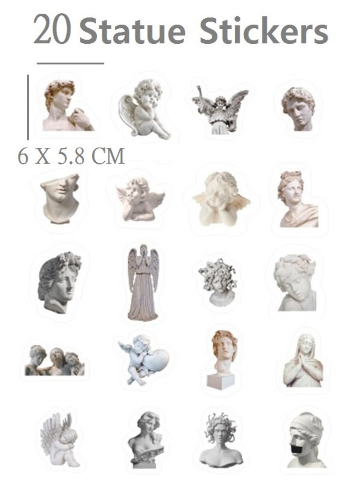 20 World Famous Sculpture Stickers Medusa Hair Snake Haired Gorgon ...