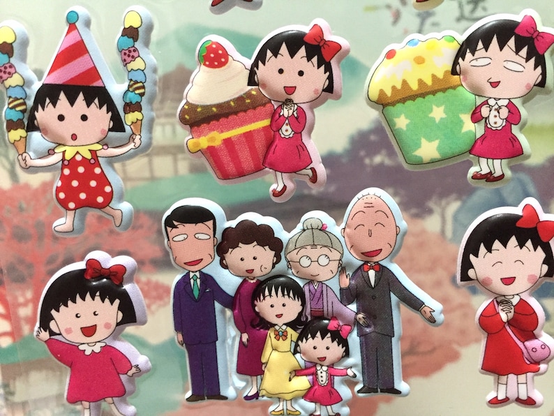 Chibi Maruko Chan Sticker Cute Girl Maruko Funny Family Sakura Family ...