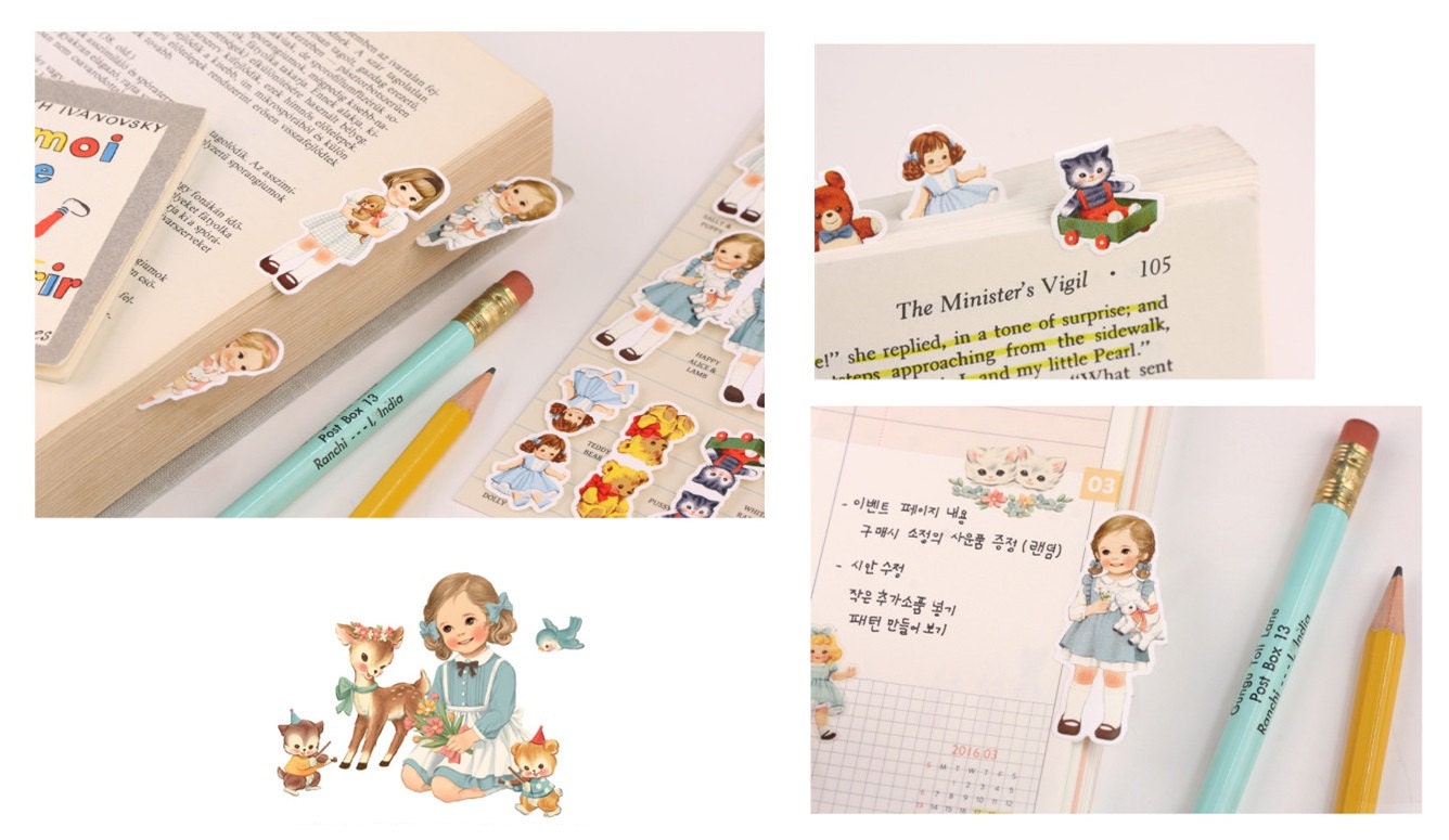 Cute Index Sticker Girl Diary Sticker Adorable Toddler Little Girl ...