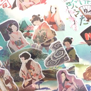 4 Sheets Ancient Japan Sticker Ancient Japan Beauty Japan Themed Geisha ...