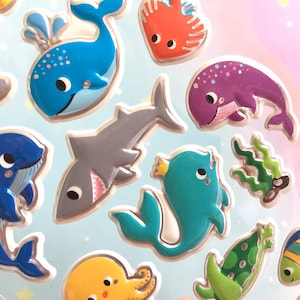 Cute Fish Sea World Sticker Colorful Underwater Rare Fish Jellyfish ...