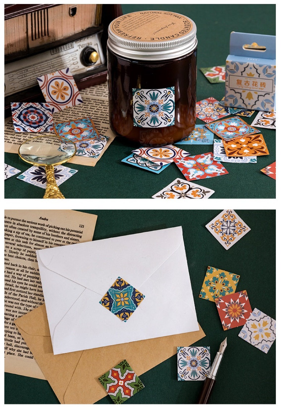 46 Tile Stickers Mini Tile Retro Boho Tile Vintage Bohemian - Etsy