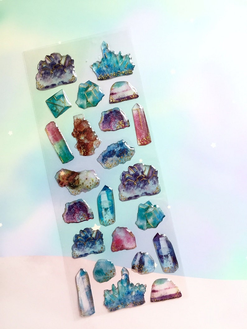 Raw Crystal Sticker Colorful Stone Raw Gemstone Decor Sticker - Etsy