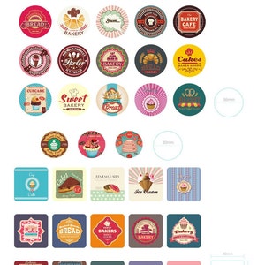 38 Retro Cupcake Ice Cream Sticker Colorful Yummy Cupcake Dessert Time ...