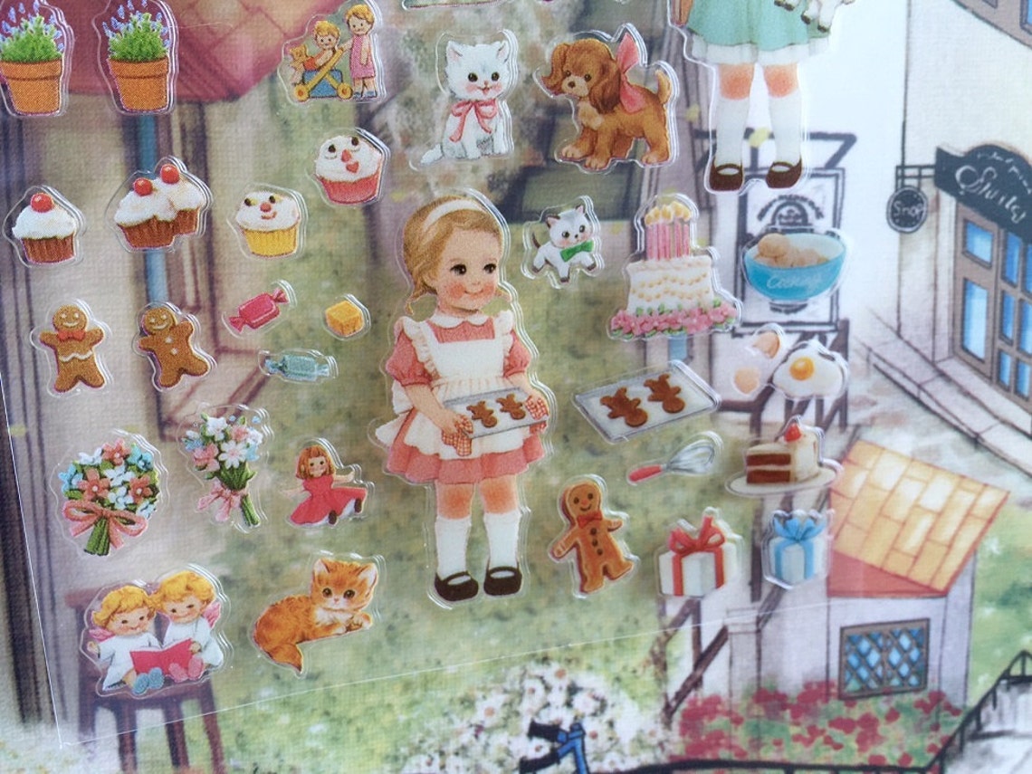 Adorable Little Girl Sticker Lovely Toddler Girl Cake Shop - Etsy
