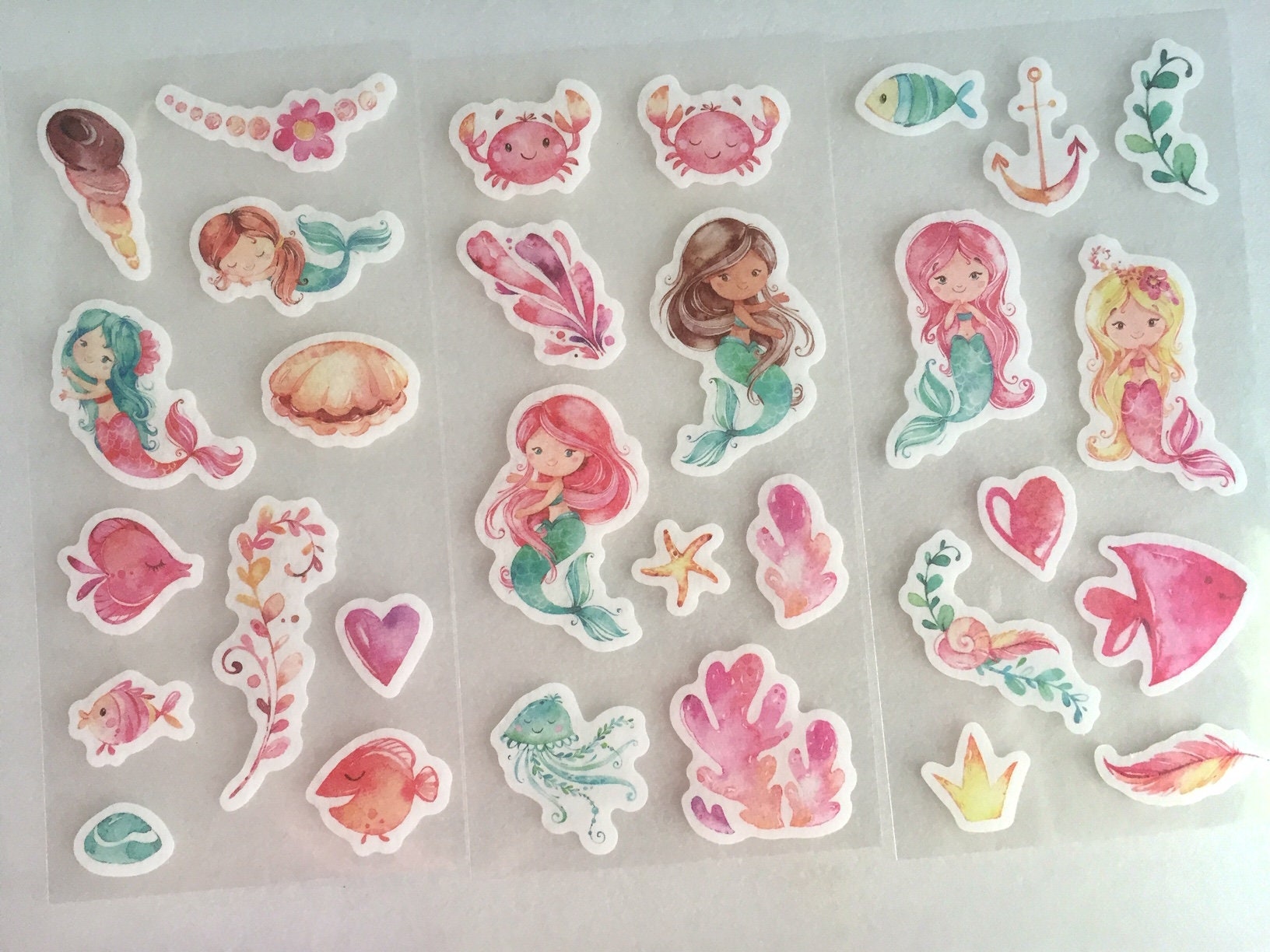 Set of 6 Little Mermaid Sticker Cute Mermaid Cartoon | Etsy