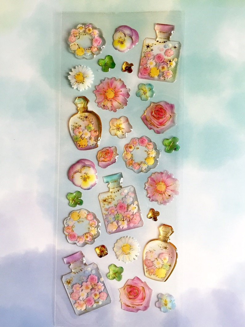 Flower Bottle Perfume Bottle Sticker Beautiful Flower Bottle - Etsy