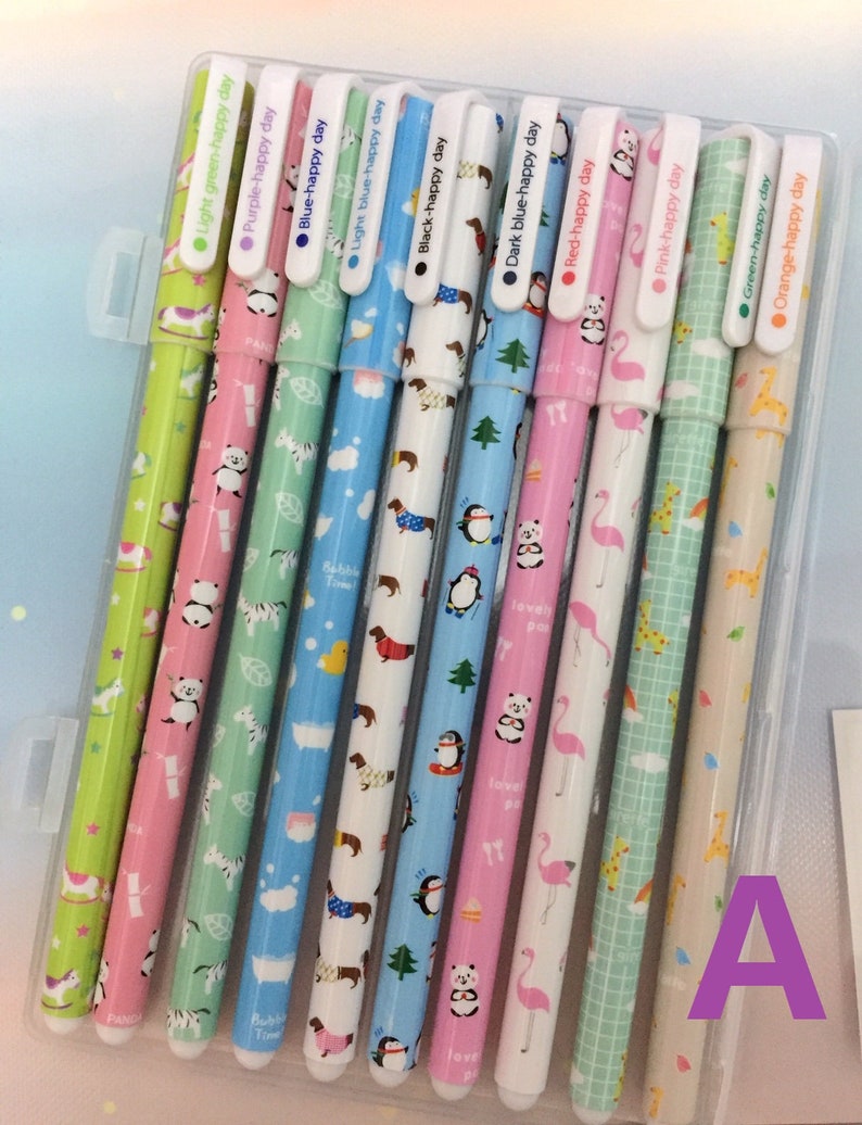 10 Pens Cute Pen Set With Box Kawaii Animal Panda Sea Sel | Etsy
