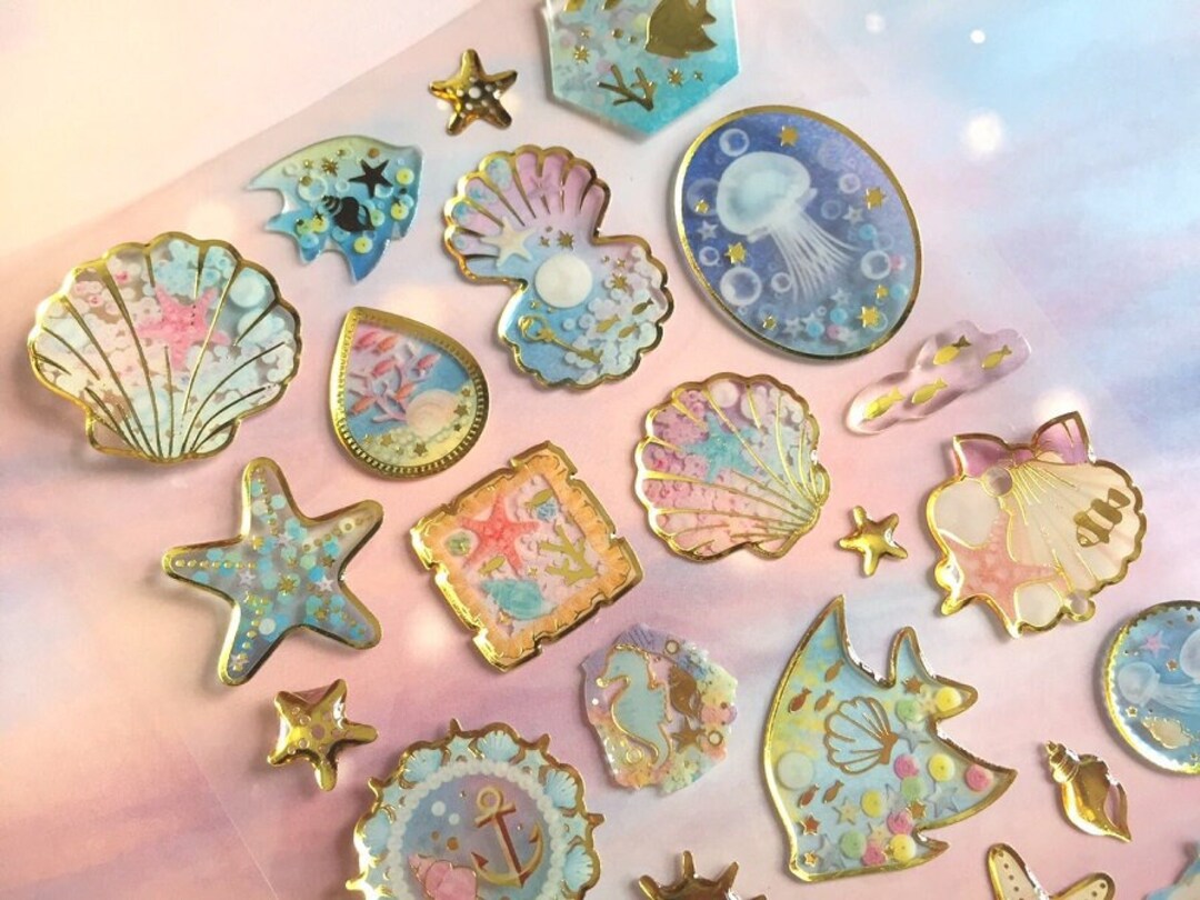 Ocean Themed Sticker Beautiful Sea World Sea Shell Jellyfish - Etsy