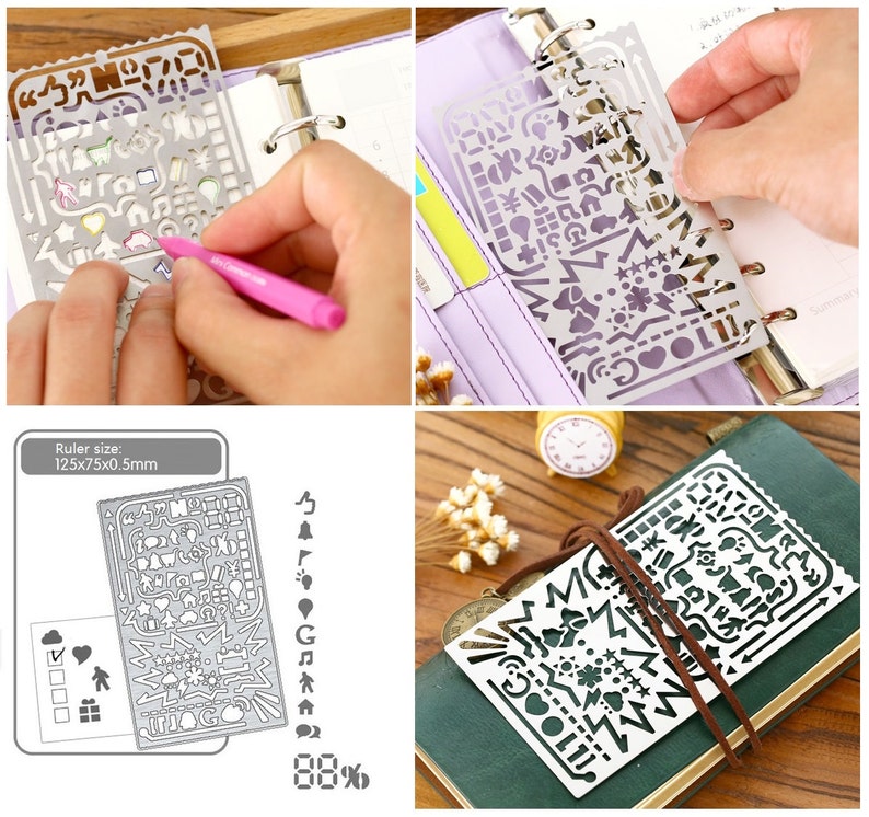 Planner Ruler Number Alphabet Art Shapes Stencil Ruler Daily | Etsy