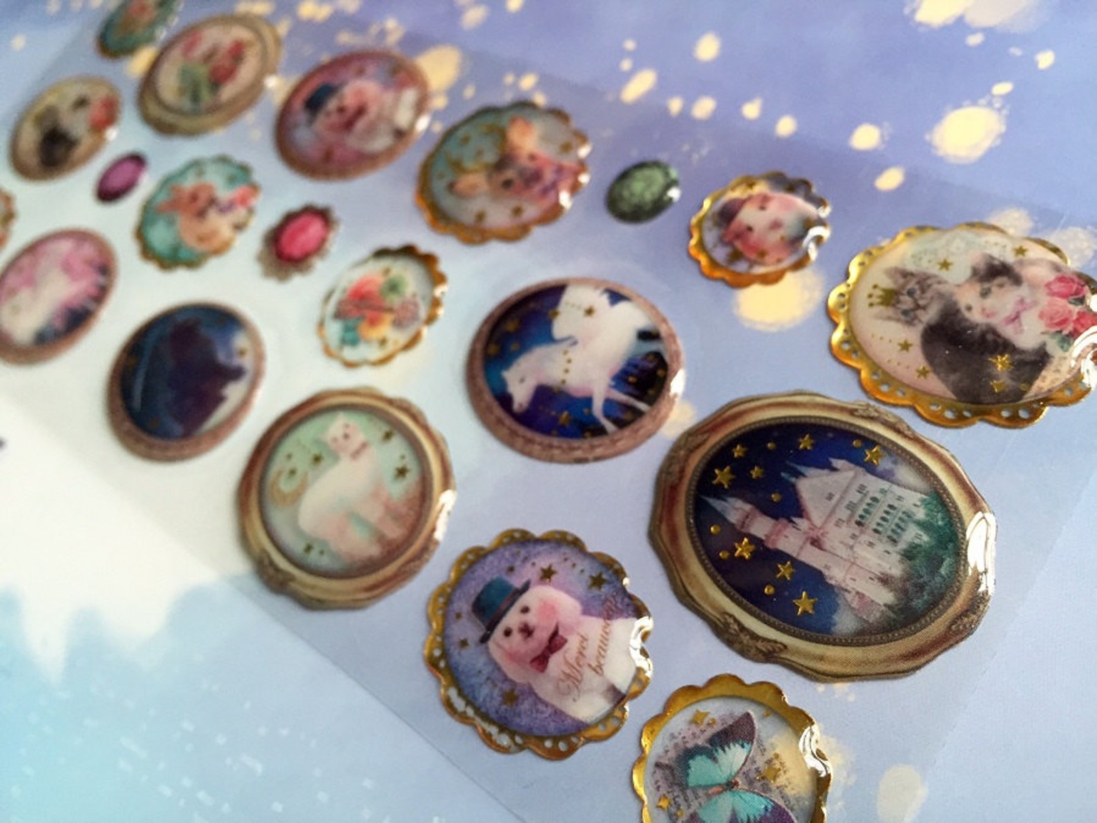 Cute Pet Fairy Tale Animal Sticker Rabbit Cat White Horse Dog Old ...