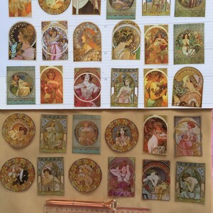 30 Alphonse Mucha Gold Foiled Stickers Mucha Art Collection Decals ...