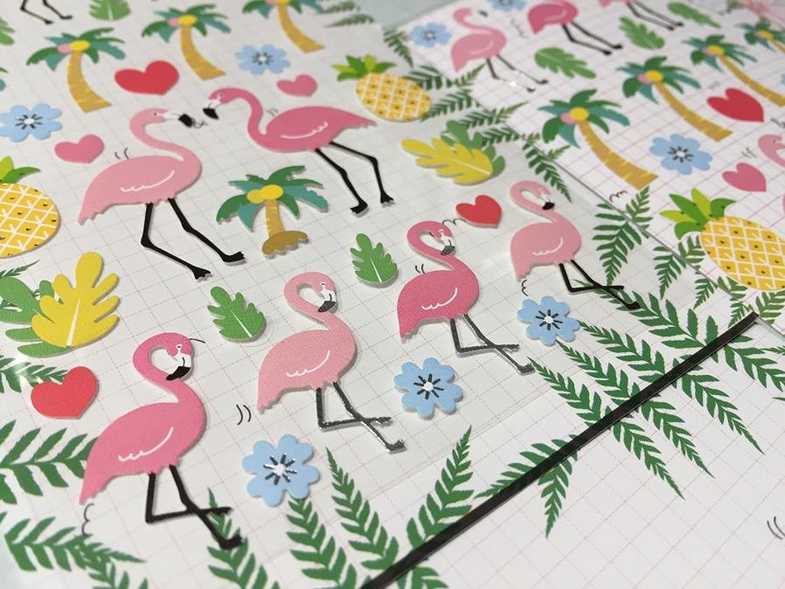 Flamingo Sticker Flamingo Bird Pink Bird Sticker Palm Tree - Etsy