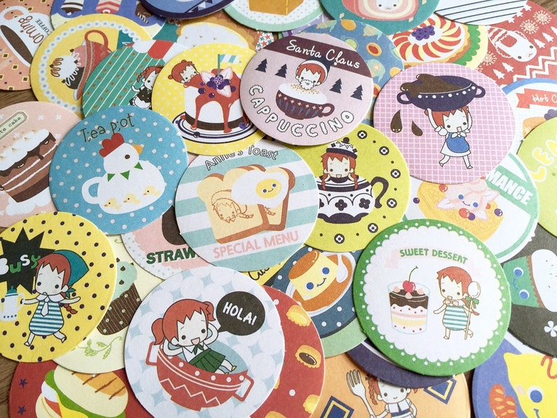 70 Stickers Cafe Dessert Sticker Cute Anne Tea Party Label - Etsy