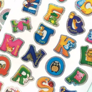 Nursery Animal Alphabet Stickers 2 Sheets Funny Alphabet Zoo Animal ...