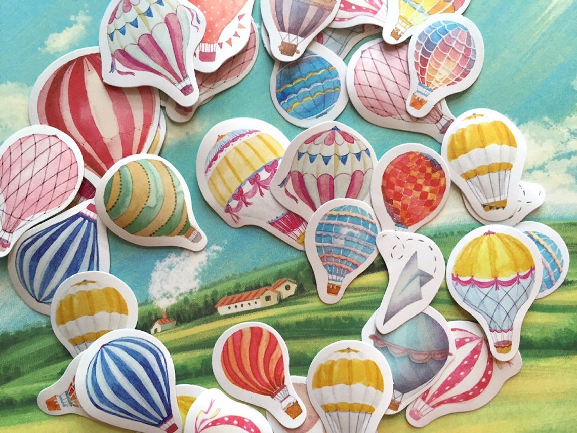 Hot Air Balloon Sticker Colorful Balloon Adventure Travel | Etsy