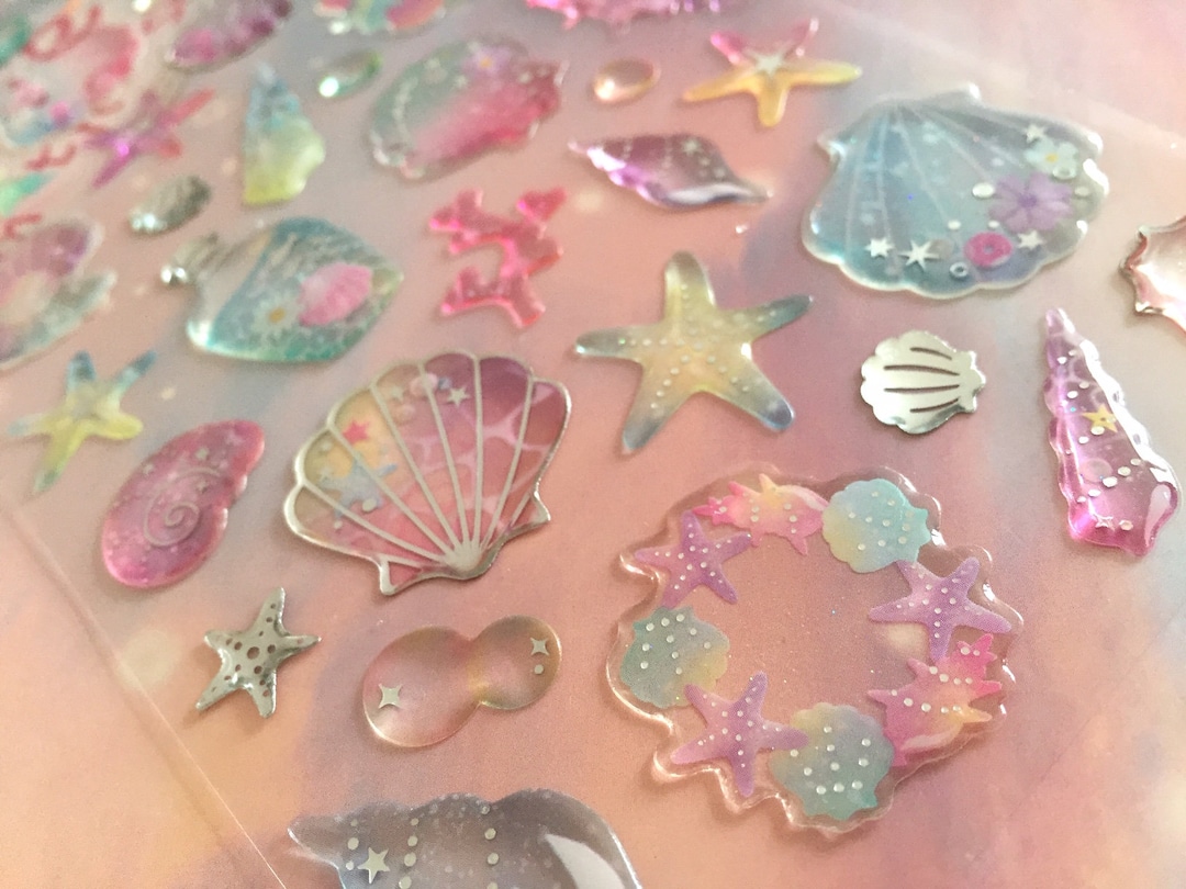 Pretty Sea Shell Bottle Sticker Fancy Pearl Shell Ocean Oyster Shell ...