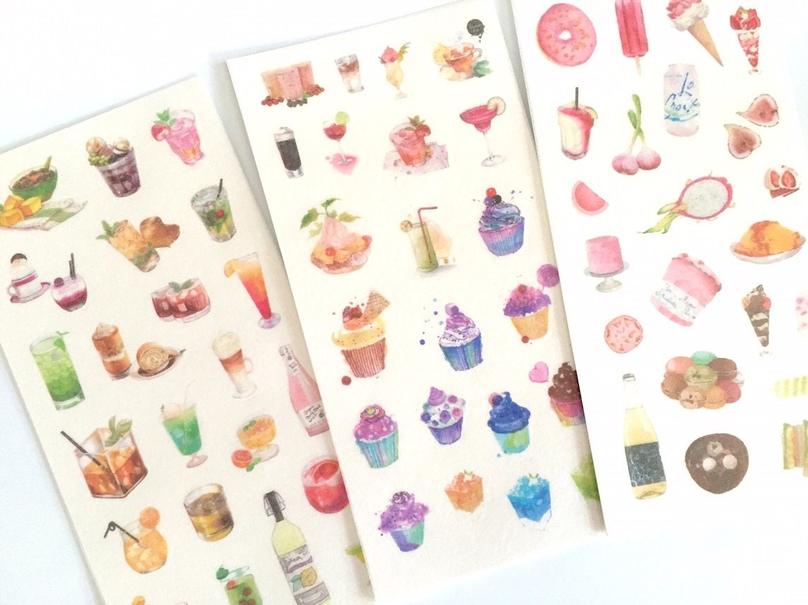 Set of 6 Cocktail Drink Sticker Iced Drink Summer Drink Party Drink ...