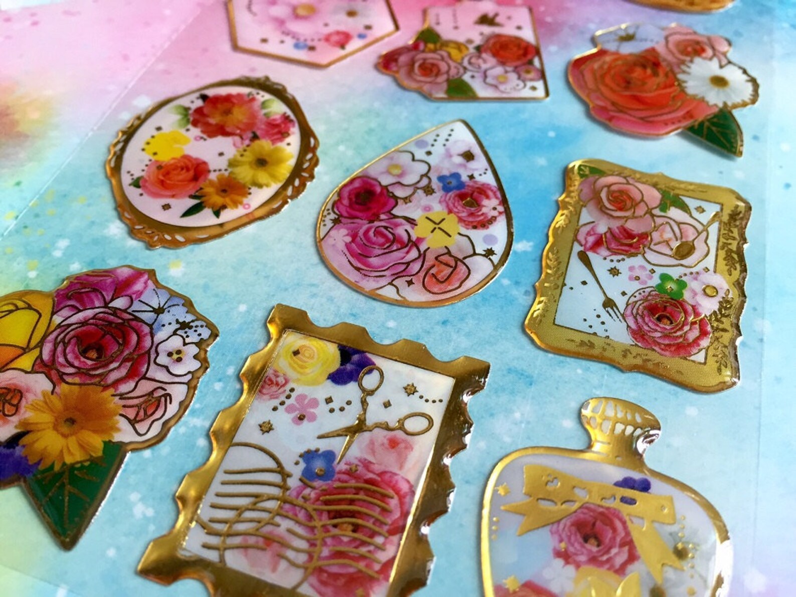 Flower Theme Perfume Bottle Epoxy Sticker Butterfly Rose - Etsy